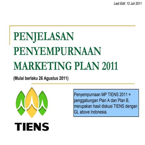 Marketing Plan Tiens | PPT