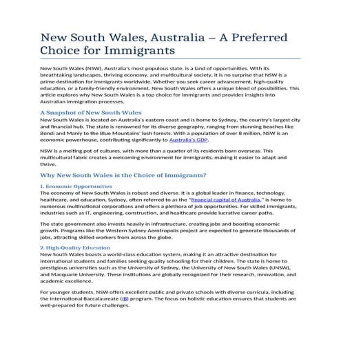 New South Wales, Australia – A Preferred Choice for Immigrants.docx