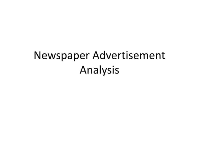Analysis of newspaper advert | PPTX