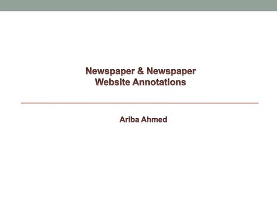 Newspaper & newspaper website annotations | PPT