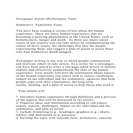 Newspaper Article (Performance Task)Summative Expository Essa.docx