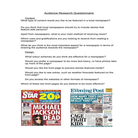 Newspaper audience research questionnaire | DOC