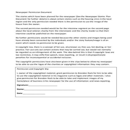 Newspaper Permission ocument | DOCX