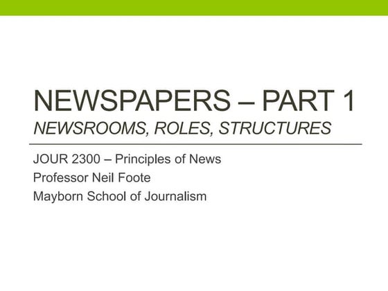 Importance various media Newsroom and its roles | PPTX | Media Industry ...