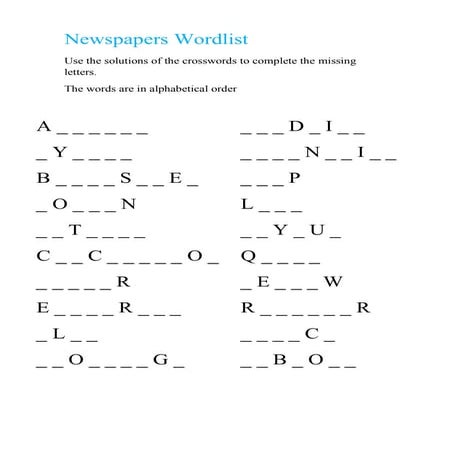 Newspapers wordlist | PDF