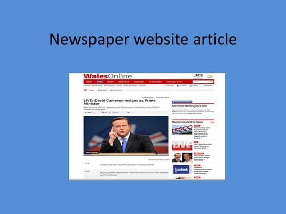 Conventions of newspaper articles and website articles | PPTX | Internet | Computing