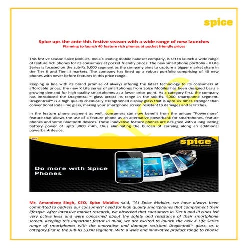 New spice mobile phones | PDF