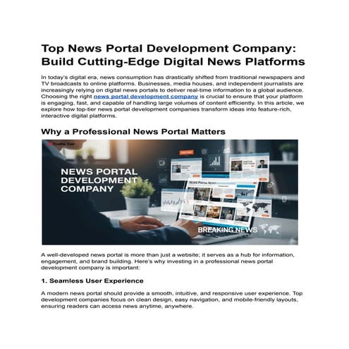 Top News Portal Development Company: Build Cutting-Edge Digital News ...