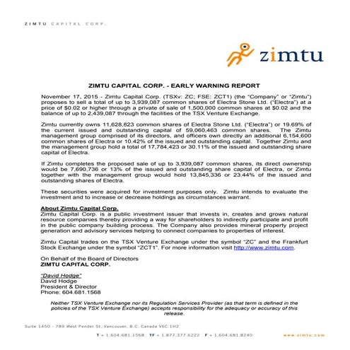 News Release: Early Warning Report | PDF