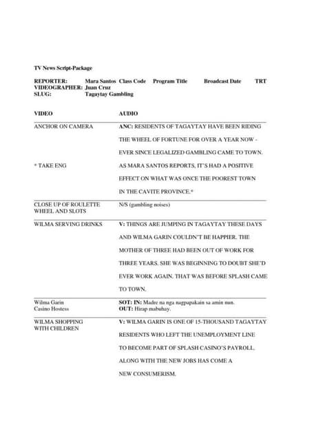 Tv news script formats & sample scripts | DOC | Television | Entertainment