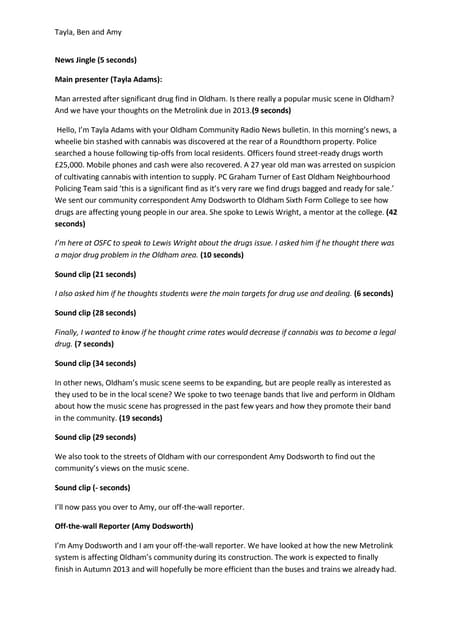 Final News Bulletin Script