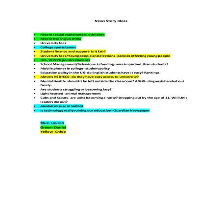 News story ideas | PDF