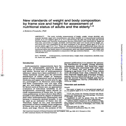 New standards of weight and body composition by frame size and heigth ...