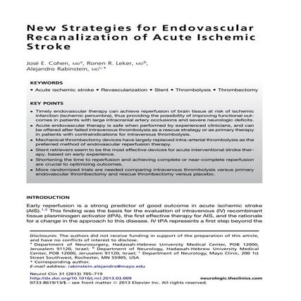 New strategies for endovascular recanalization of acute ischemic stroke. 2013 | PDF