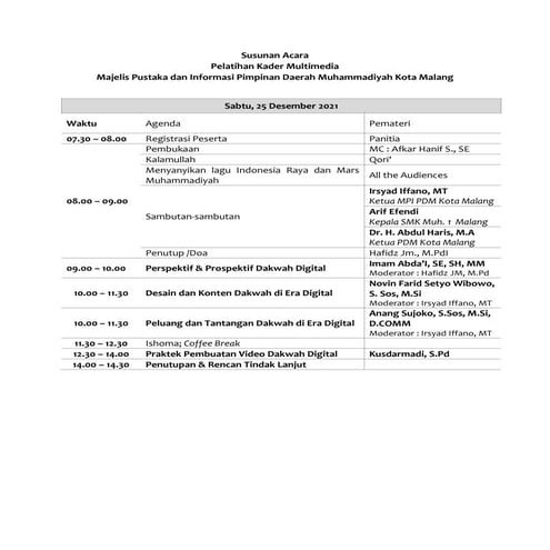 New susunan acara | PDF