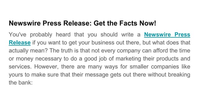Newswire Press Release_ Get the Facts Now!.pptx Newswire Press Release_ Get the Facts Now!.pptx