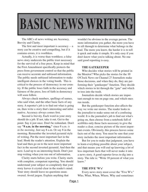 English Writing to InformNewspaper Report Writing Skills Educational ...