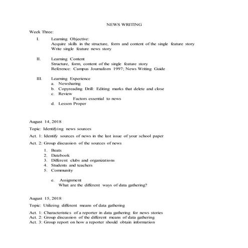 News writing ( lp ) | PDF