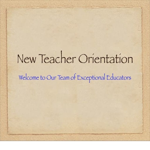 New teacher orientation | PDF