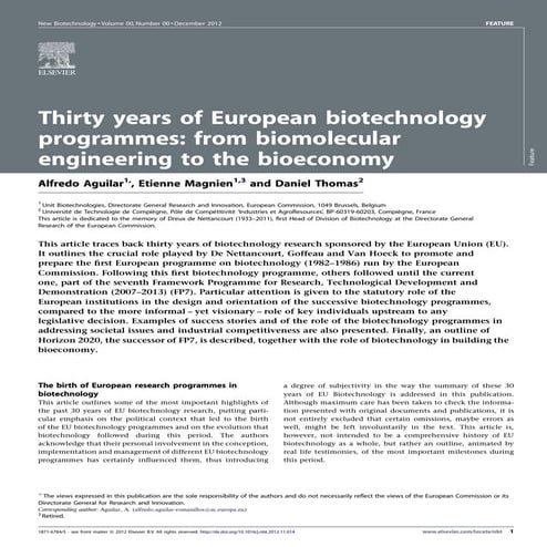 New technology 30 years of european biotechnology programmes | PDF