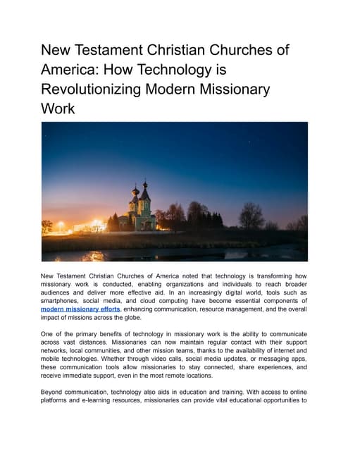The Transformative Role of Technology in Missionary Work by New ...