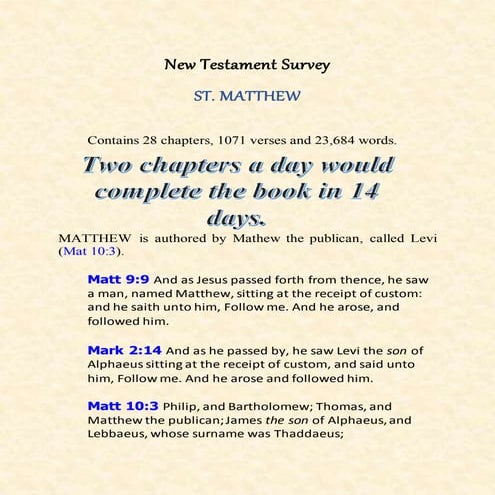 New Testament Survey- Mat and Mark | DOCX | Judaism | Religion ...