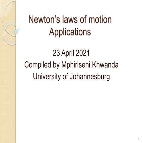 Newton's first and second laws applications | PPT