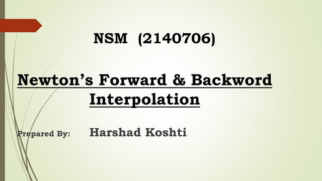 Gauss Forward And Backward Central Difference Interpolation Formula | PPTX