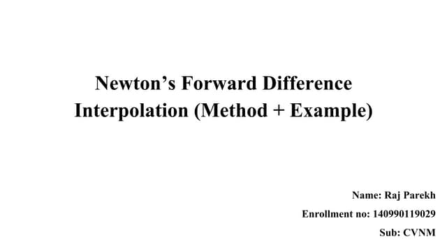 Newton’s Forward & backward interpolation | PPTX