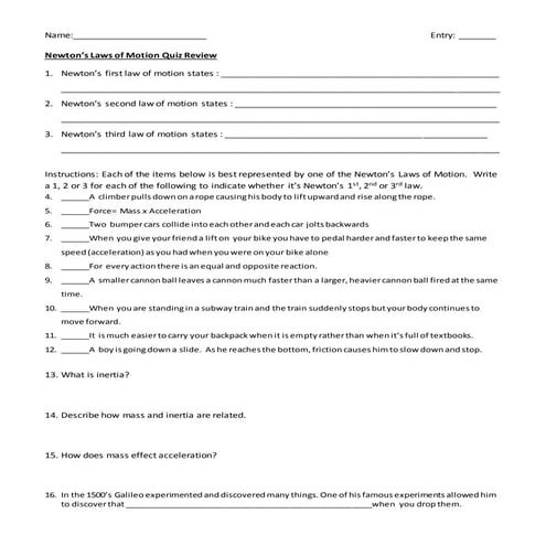 Newtons law review ps | PDF