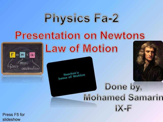 Newton's 3 laws of Motion | PPT