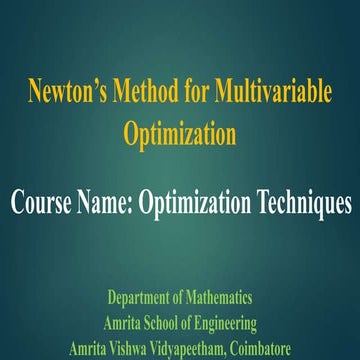 Newtons Method For Multivariablepdfpptx Computing Technology