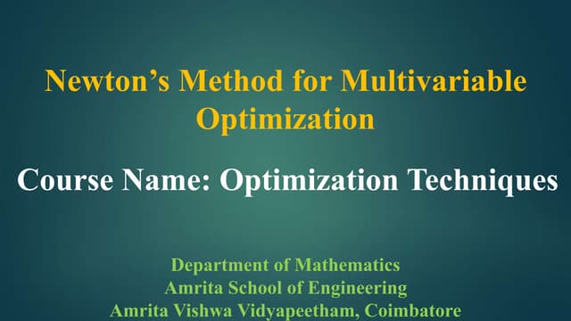 Newtons Method For Multivariablepdfpptx Computing Technology