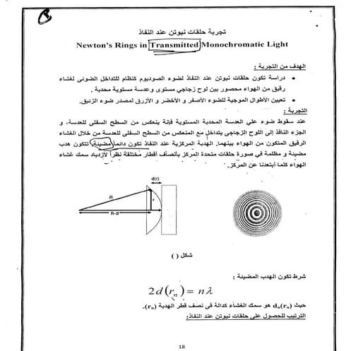 Newton's ring experiment science physics | PDF