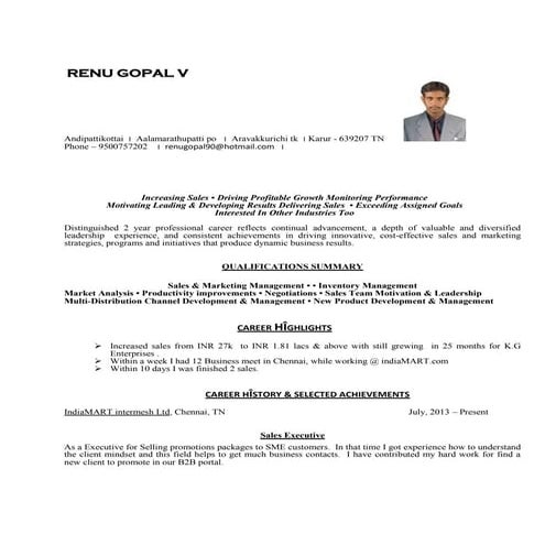 CV for Experienced person - Executive Level. | PDF