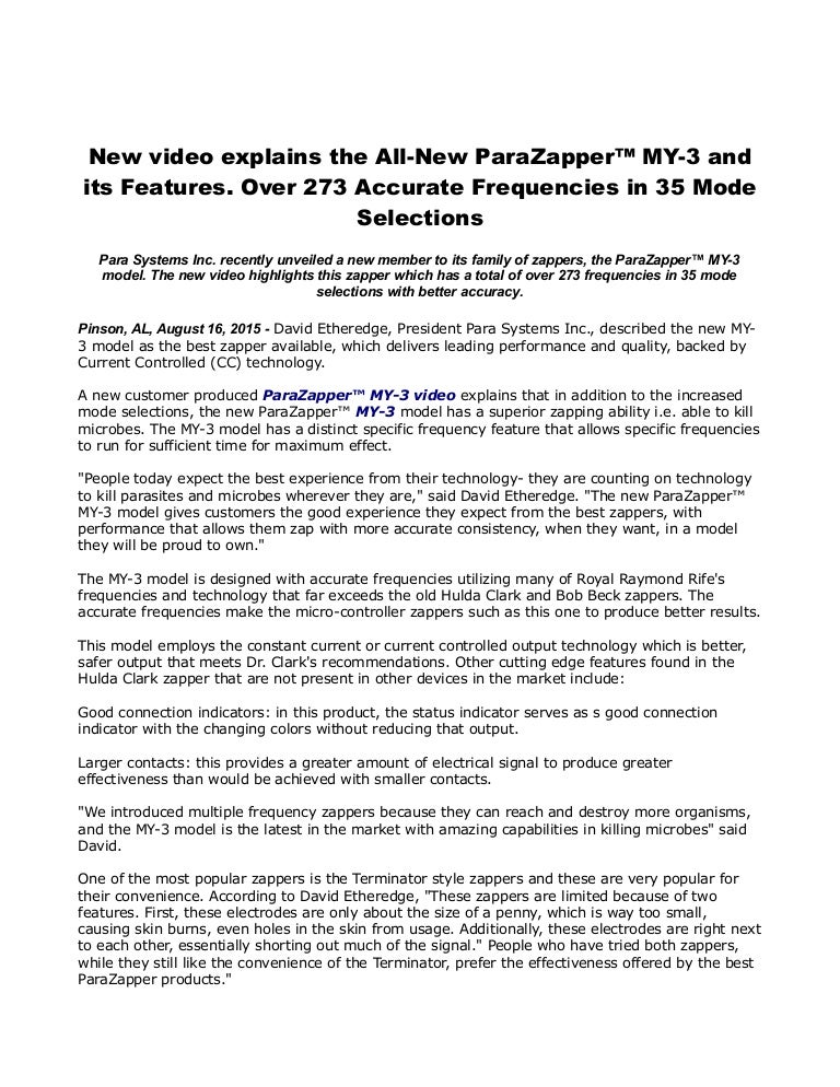 New video explains the all new para zapper™ my-3 and its features