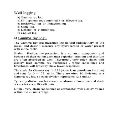Well logging | DOCX | Physics | Science