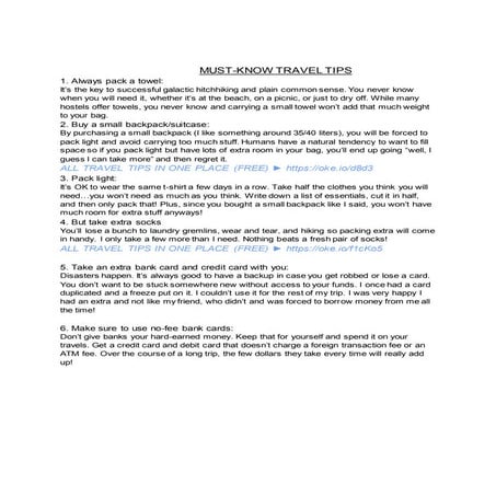 AMAZING SIMPLE TRAVEL TIPS | DOCX