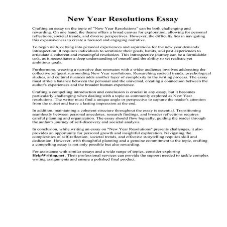 New Year Resolutions Essay. New Years Resolutions for Kids | PDF