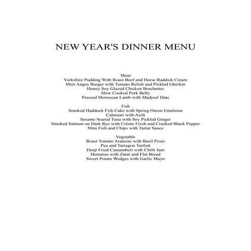 SO.UK CLAPHAM New year's dinner menu | DOC