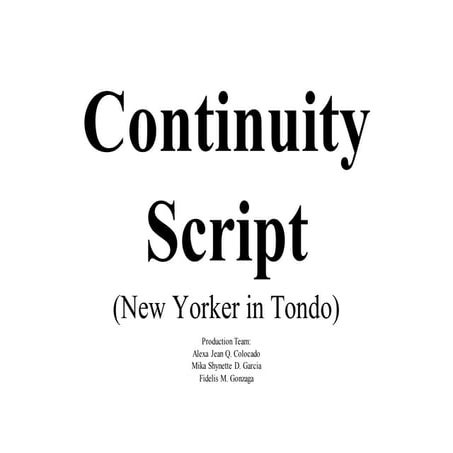 New yorker in tondo continuity script | DOCX