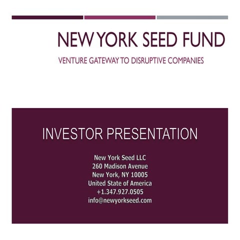 New York Seed Presentation | PPT