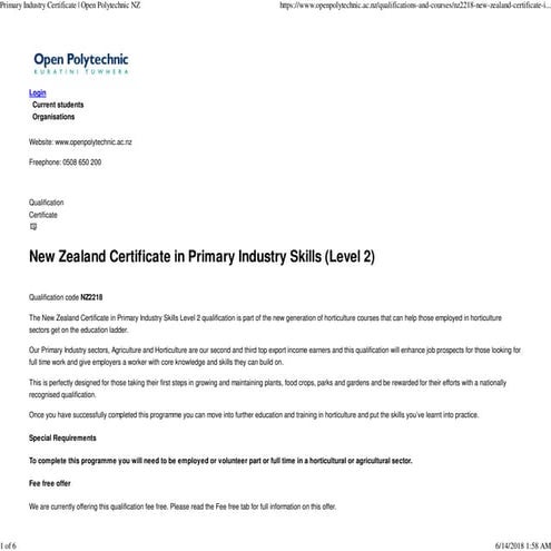 New zealand certificate in primary industry skills (level 2) open ...