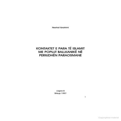 Nexhat ibrahimi kontaktet e para te islamit me popujt ballkanike ne periudhen paraosmane | PDF