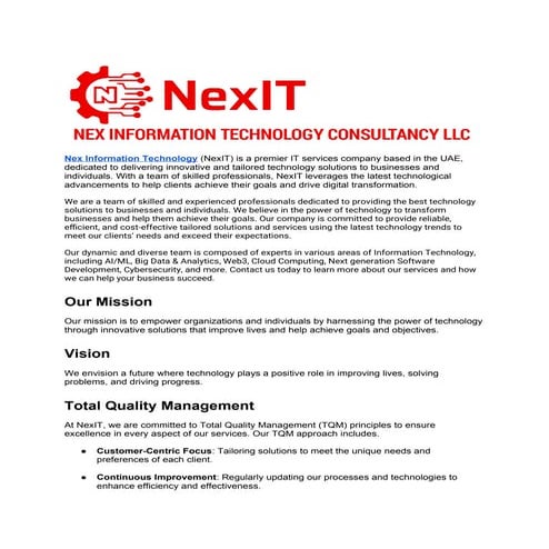 What Services Does Nex Information Technology Offer? | DOCX
