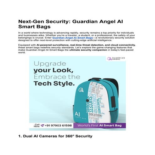 Next-Gen Security_ Guardian Angel AI Smart Bags | PDF