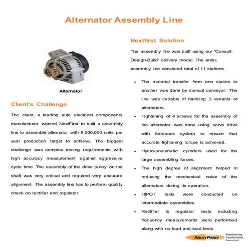 Alternator assembly line | PDF