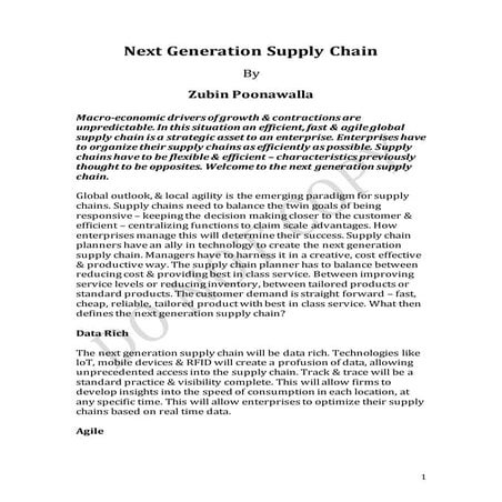 Next Generation Supply Chains | PDF