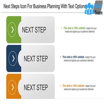 Next Steps Icon For Business Planning With Text Options | PDF