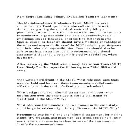 Next Steps Multidisciplinary Evaluation Team (Attachment)The Mu.docx